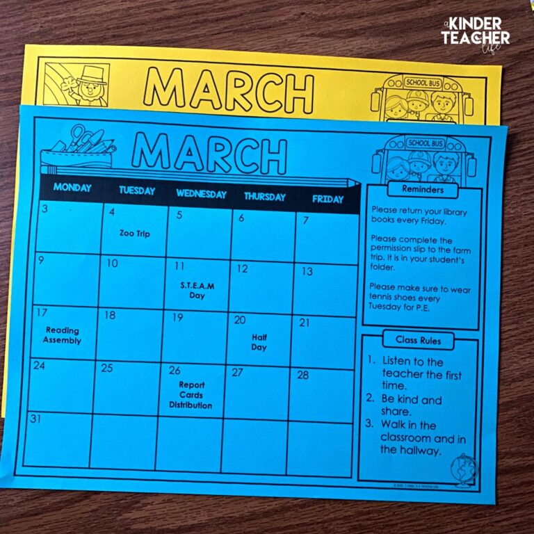 Classroom Calendar Template: A Must-Have Tool For Teachers ...
