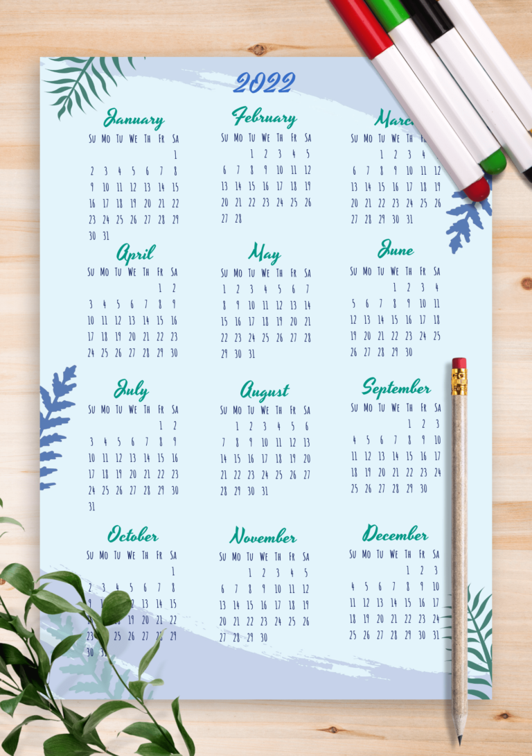 Botanical Calendar Template: A Perfect Blend Of Nature And Organization ...